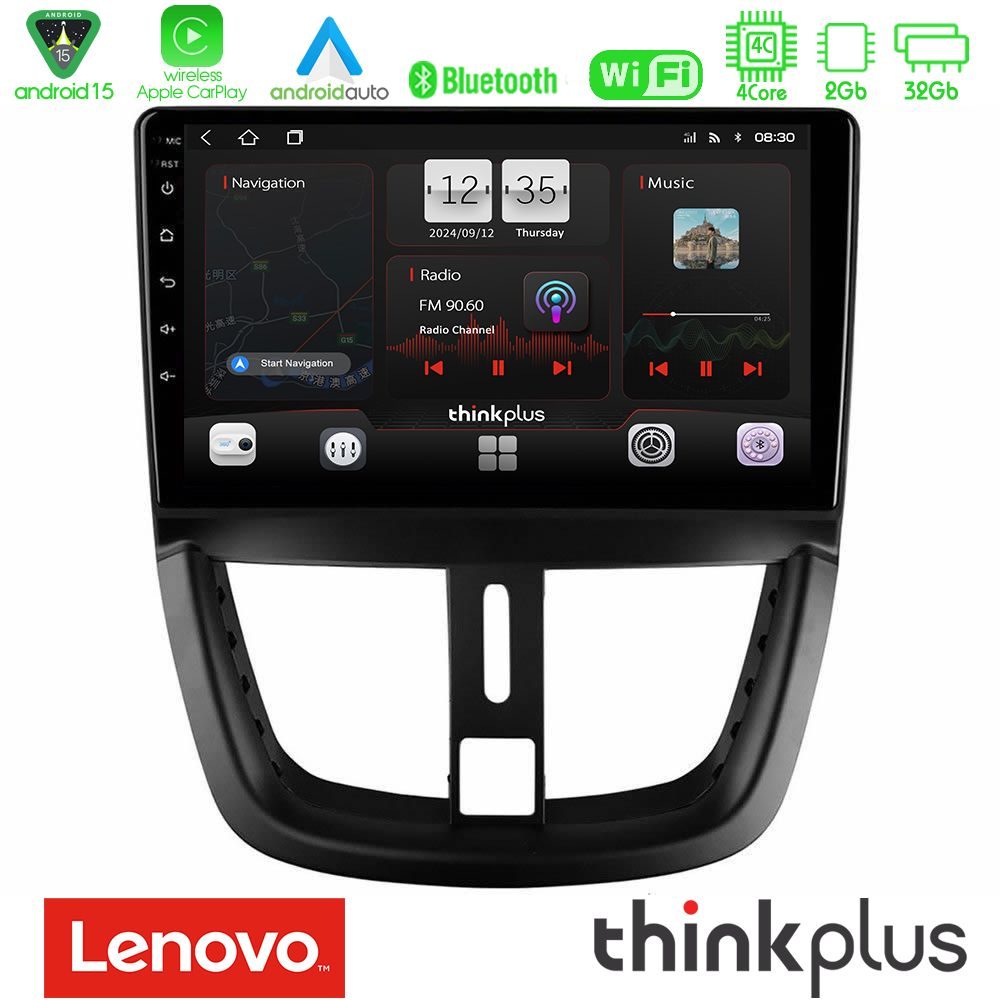 Lenovo Thinkplus Series 4Core Android15 2+32GB Peugeot 207 Navigation ...